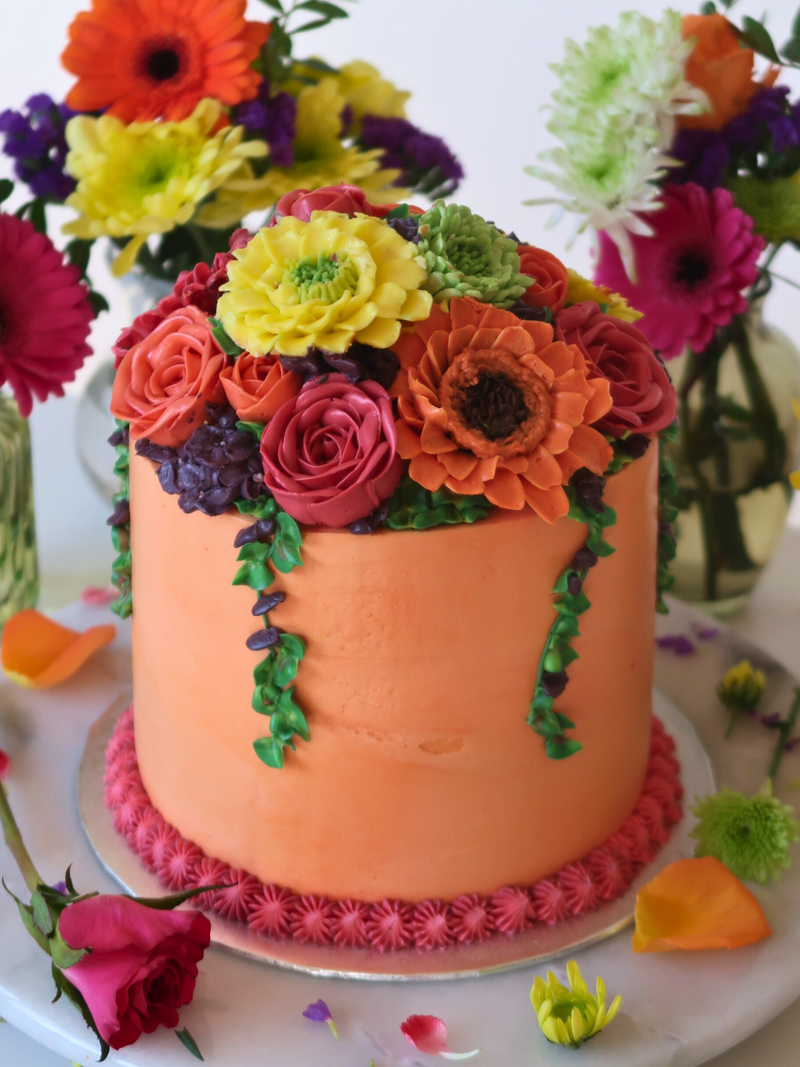 Bright Buttercream Bloom Cake | FREE Delivery | London & Surrey