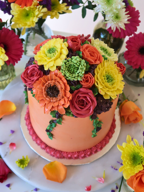 Bright Buttercream Bloom Cake | FREE Delivery | London & Surrey