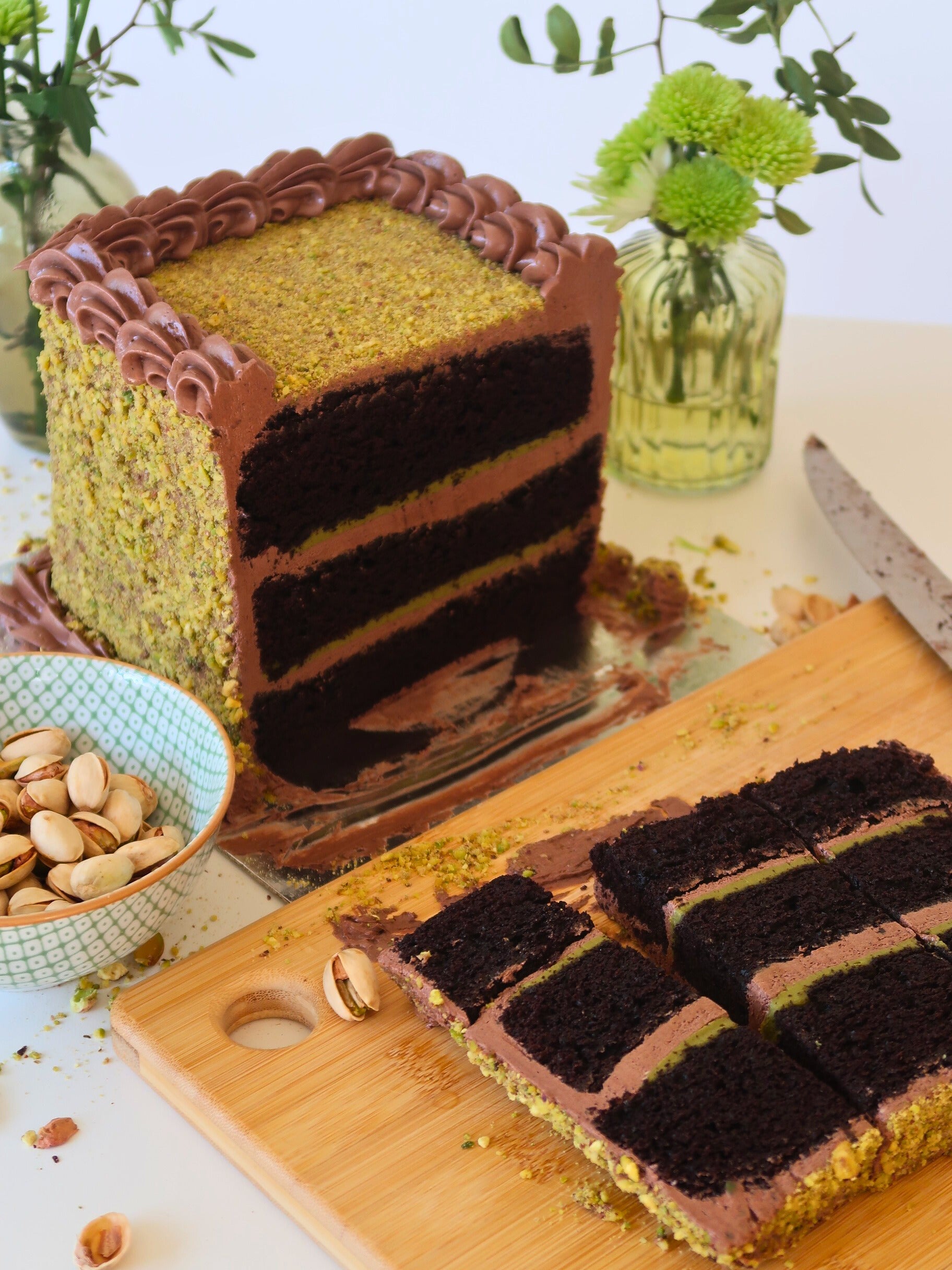 Chocolate Pistachio Cube Cake | FREE Delivery | London & Surrey