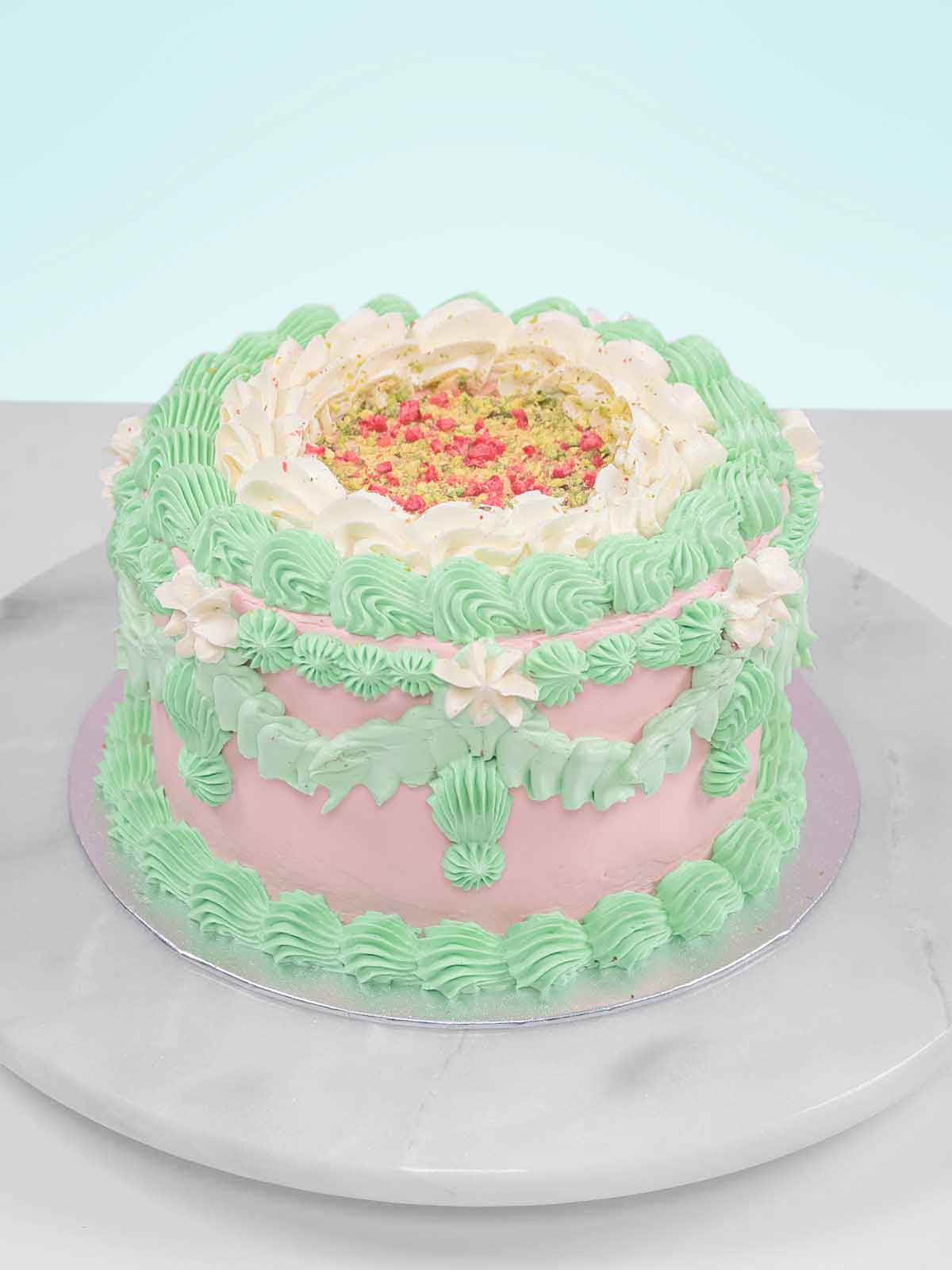 Pistachio Raspberry Vintage Cake | Free Delivery | London & Surrey