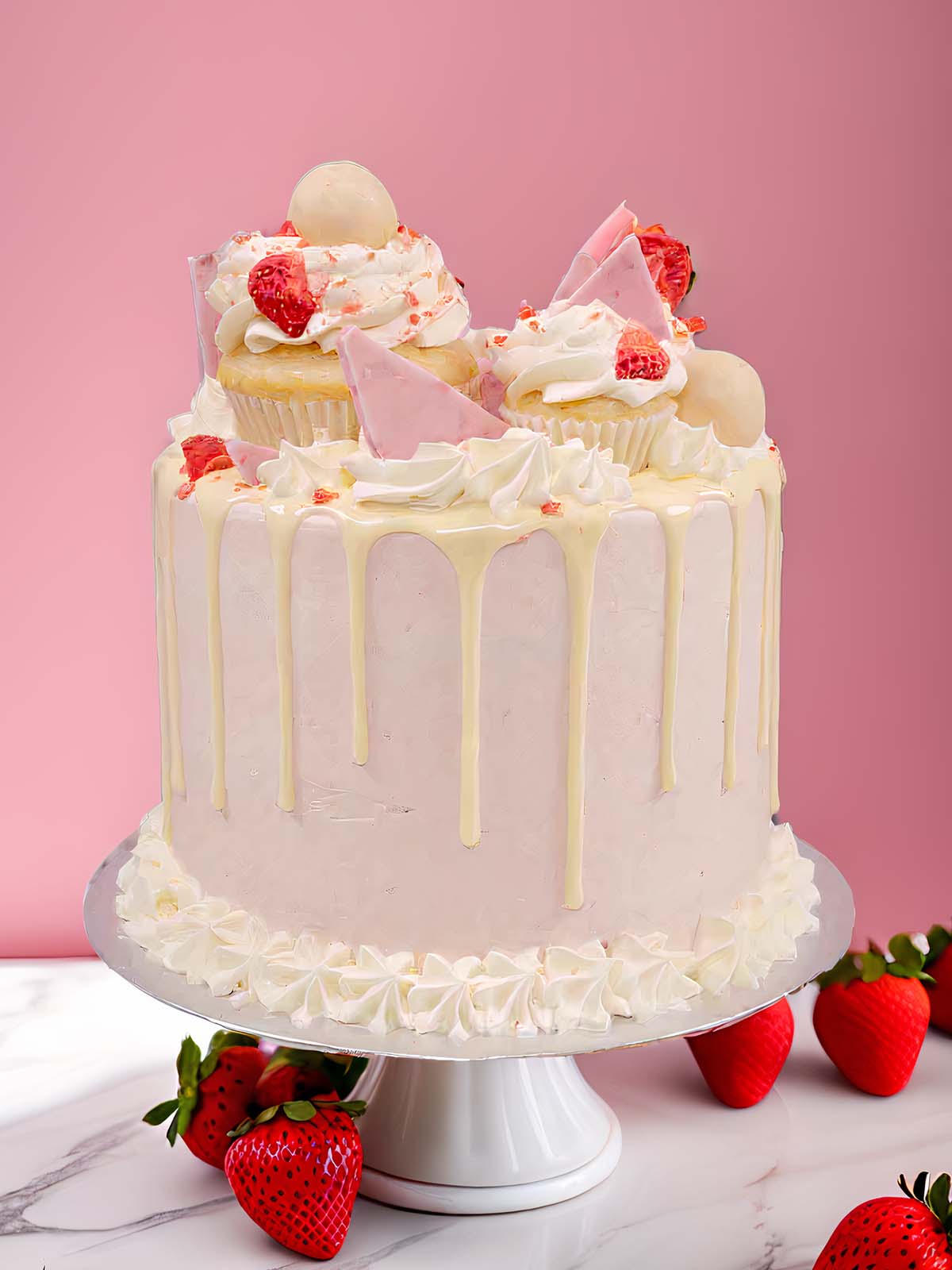 Handcrafted Strawberries & Cream Cake – Order Now for London & Surrey ...