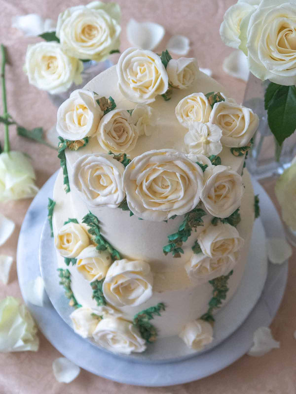 White Roses Buttercream Flower Cake | FREE Delivery | London & Surrey